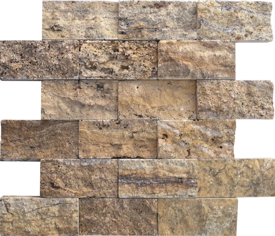 Alpine 2x4 Geometric Split-Face Travertine Mosaic Tile — Solidshape