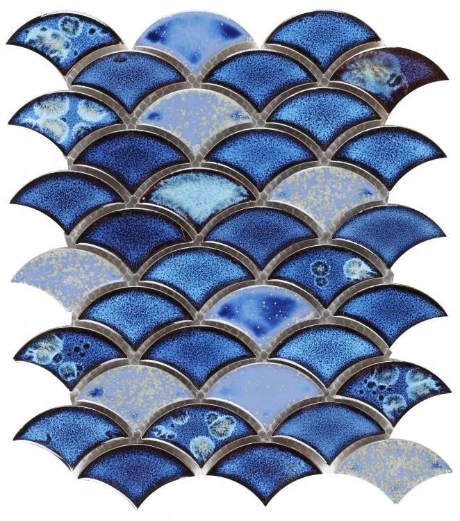 Dragon Scale Royal Blue Scale Porcelain Mosaic — Solidshape