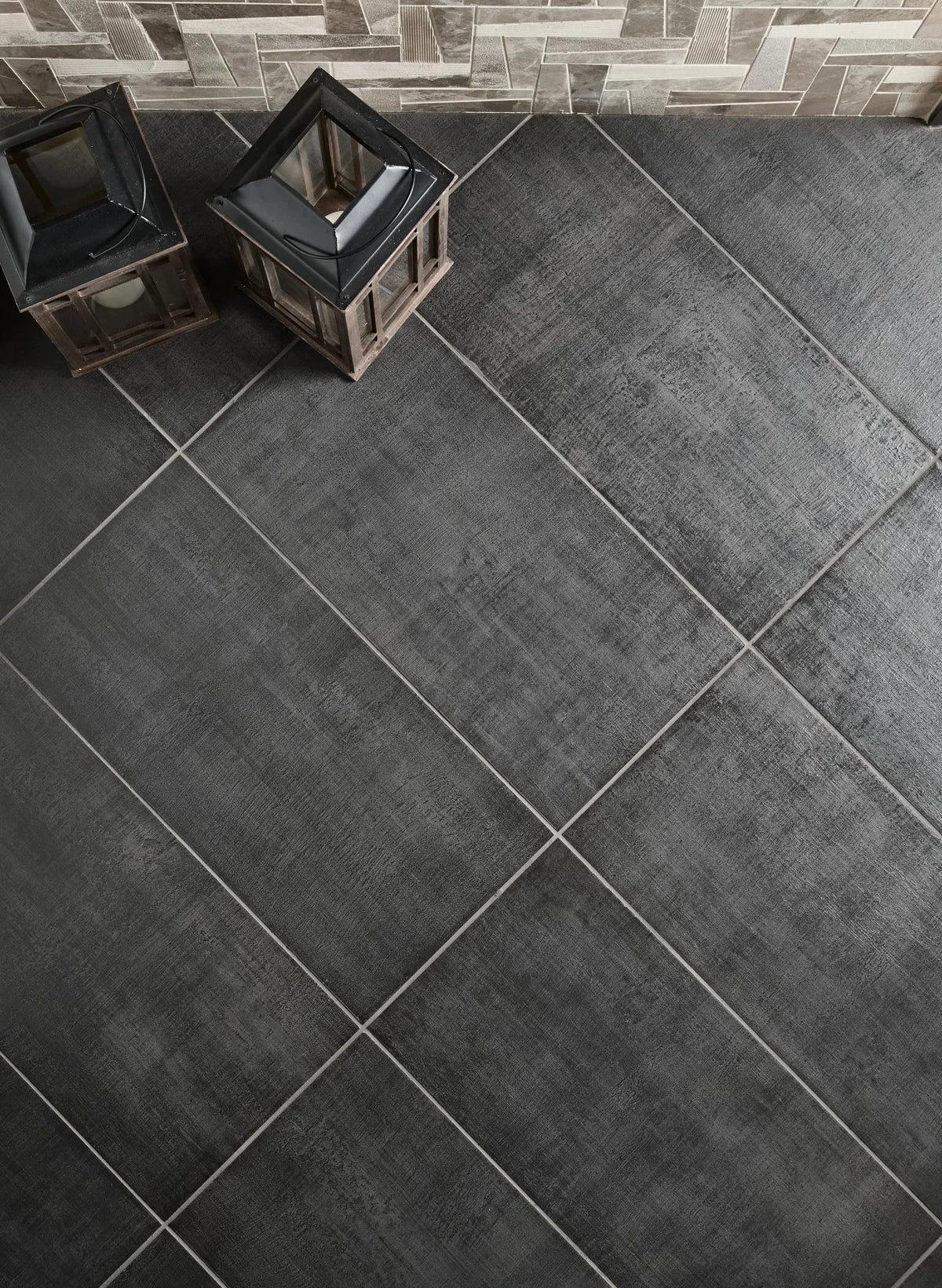 Fray Metal Black 12x24 Porcelain Tile — Solidshape