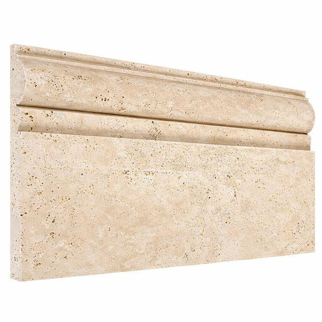 Ivory / Light Travertine 6x12 Cream Honed Tile Baseboard Trim — Solidshape
