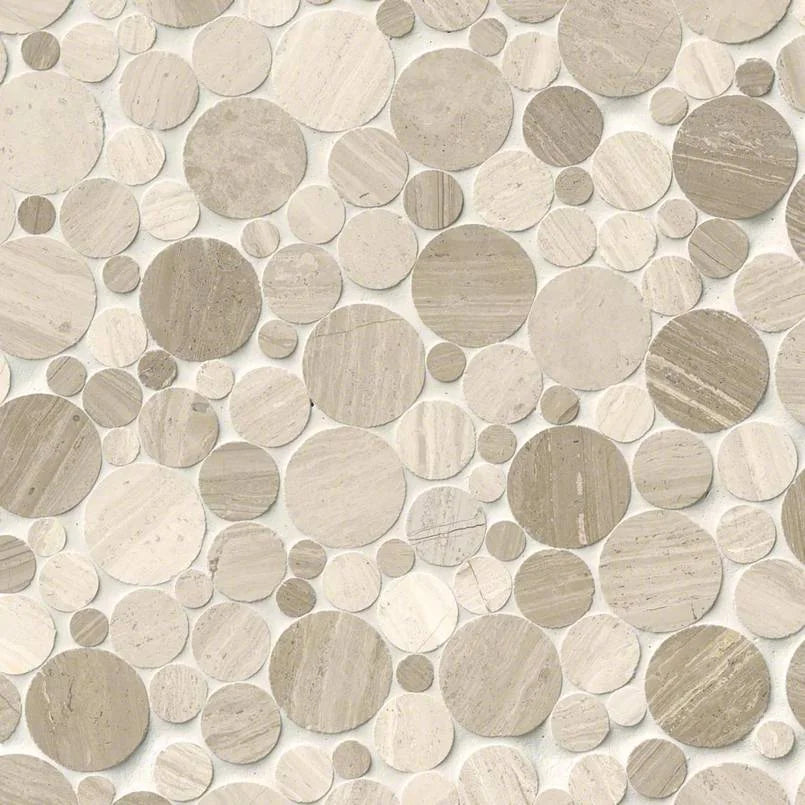 Serenity Stone Pebbles Mesh Backed Pattern Polished 0.38 Inch Marble M ...