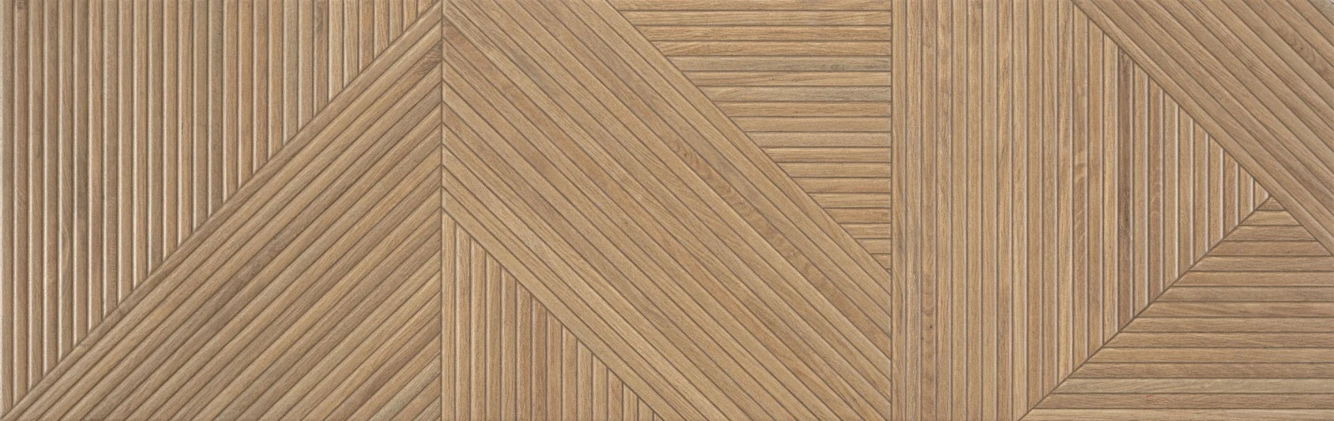 Tangram Walnut 12.4x39.4 Matte Decorative Ceramic Wall Tile — Solidshape