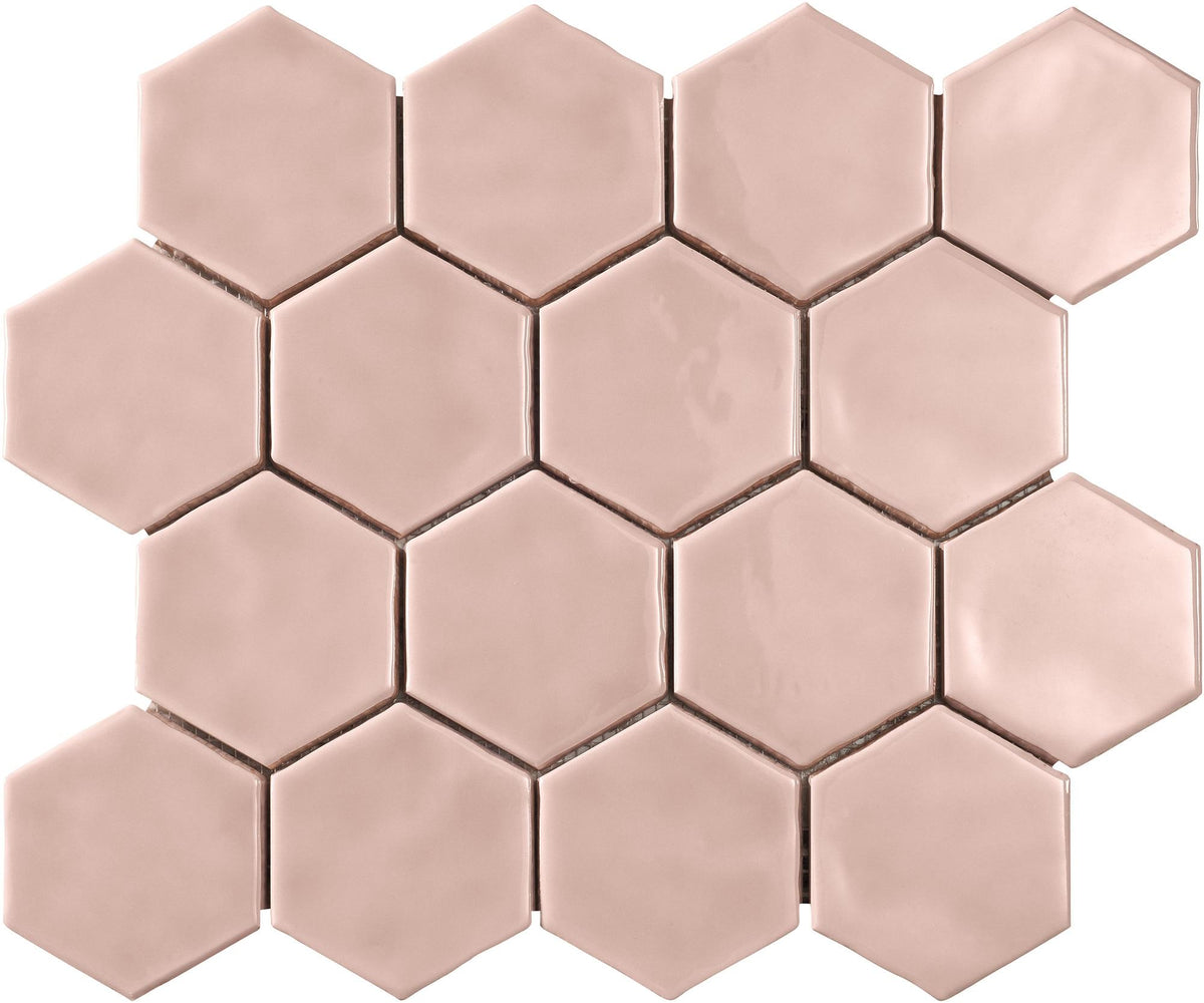 Artistic Reflections Ceramic Mosaic Rose Hexagon 3x3 — Solidshape