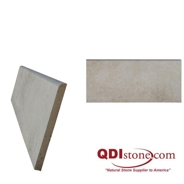 Cappuccino Travertine Trim 5x18 Filled, Honed Baseboard — Solidshape