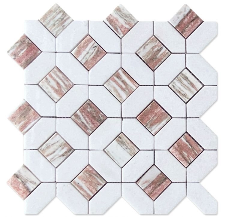 Eclipse Rose Hexagon Polished Marble Mosaic — Solidshape