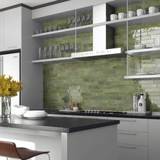 Equipe Tribeca Porcelain Tile in Sage Green - Size 24x9.84