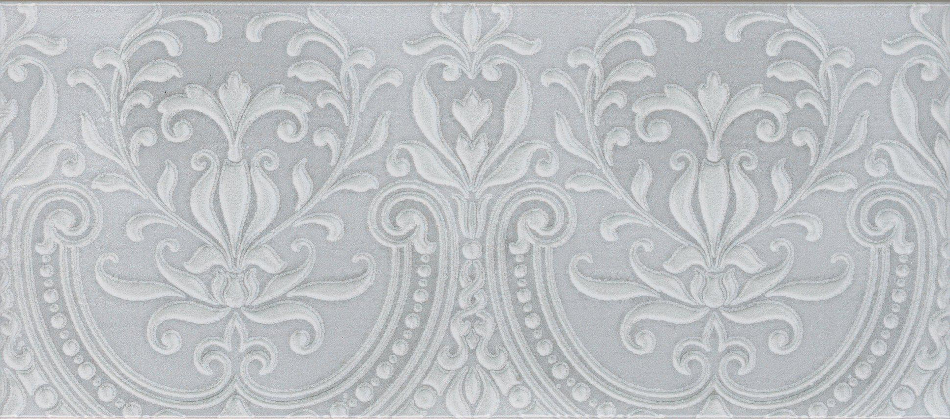 Maiolica Chantilly Alencon Tender Gray Glossy 4x10 Ceramic Tile