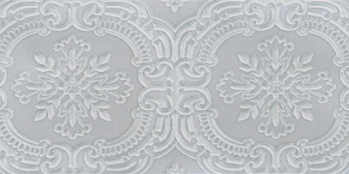 Maiolica Chantilly Tulle Tender Gray Glossy 4x10 Ceramic Tile — Solidshape