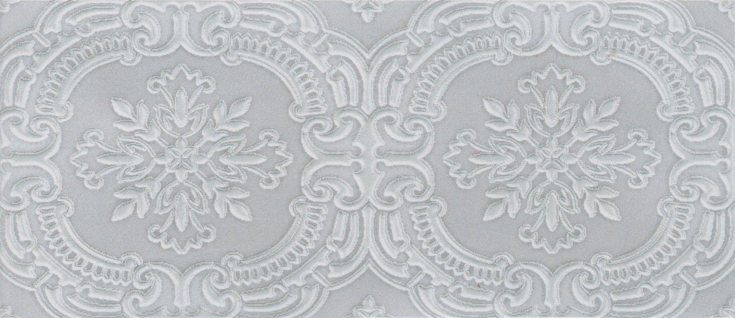 Maiolica Chantilly Tulle Tender Gray Glossy 4x10 Ceramic Tile — Solidshape
