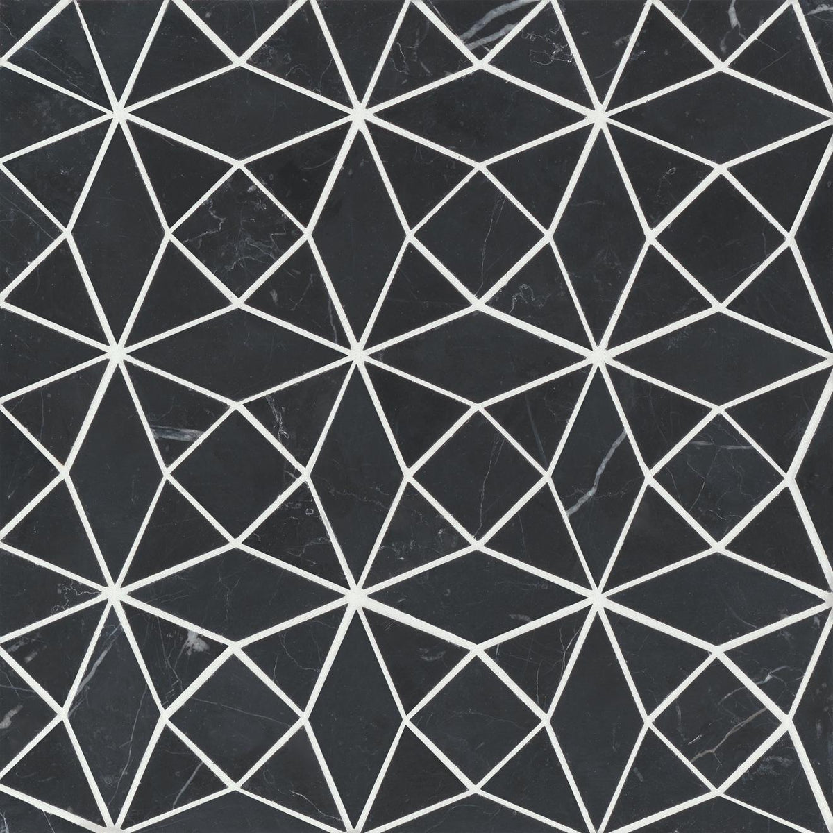 Monet Nero Marquina Triangle Honed Marble Mosaic — Solidshape