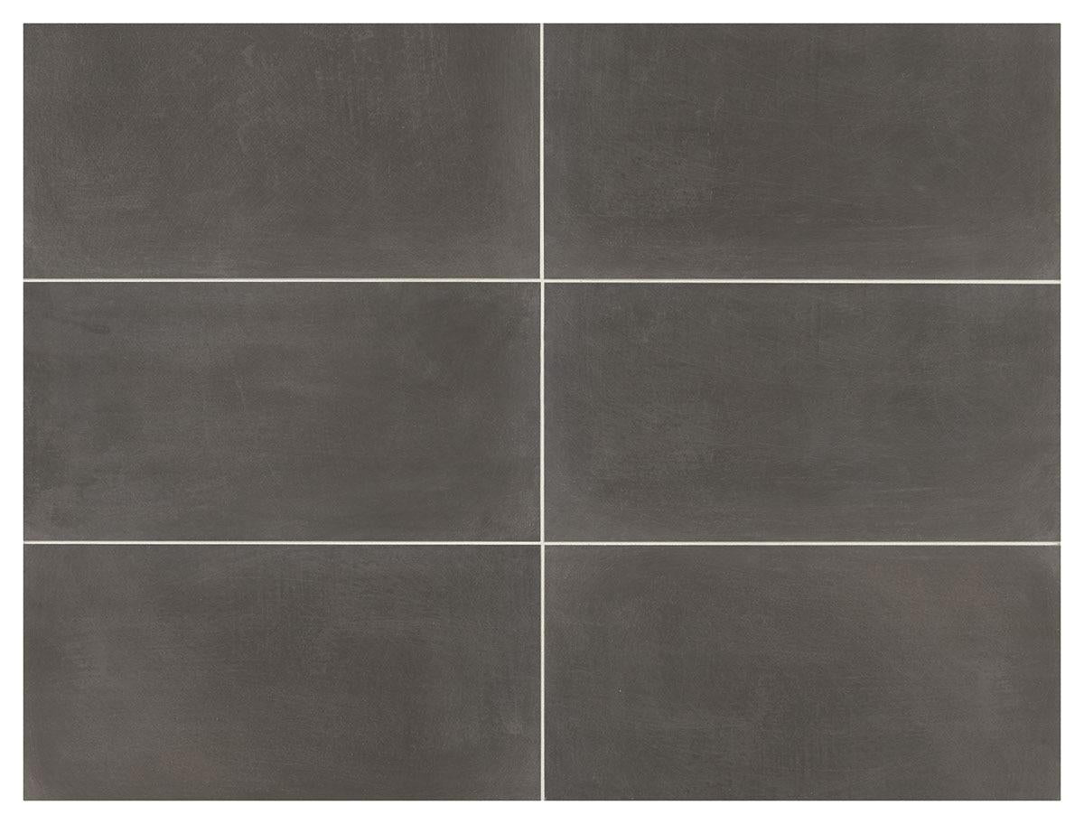 Moroccan Porcelain Tile in Charcoal Matte, 12x24 Size — Solidshape