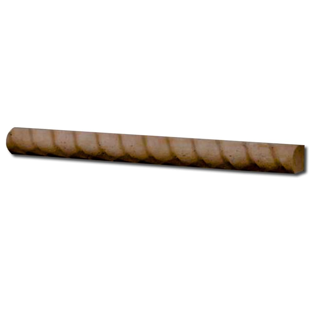 Noce Travertine Trim 1x12 Honed, Unfilled Rope Liner